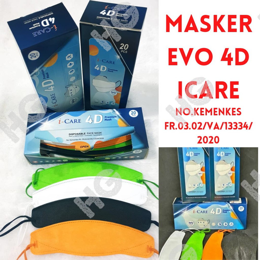 Jual Masker EVO Plusmed 4D ICARE KEMENKES Medical Grade ORIGINAL (ISI ...