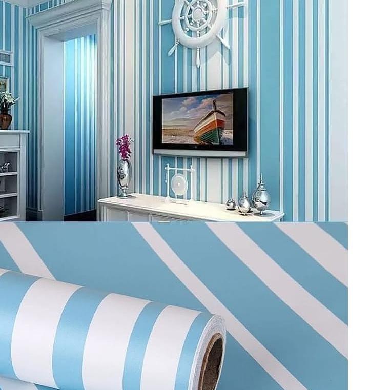 Jual IWS garis biru - wallpaper - wallsticker dinding - wallpaper ...