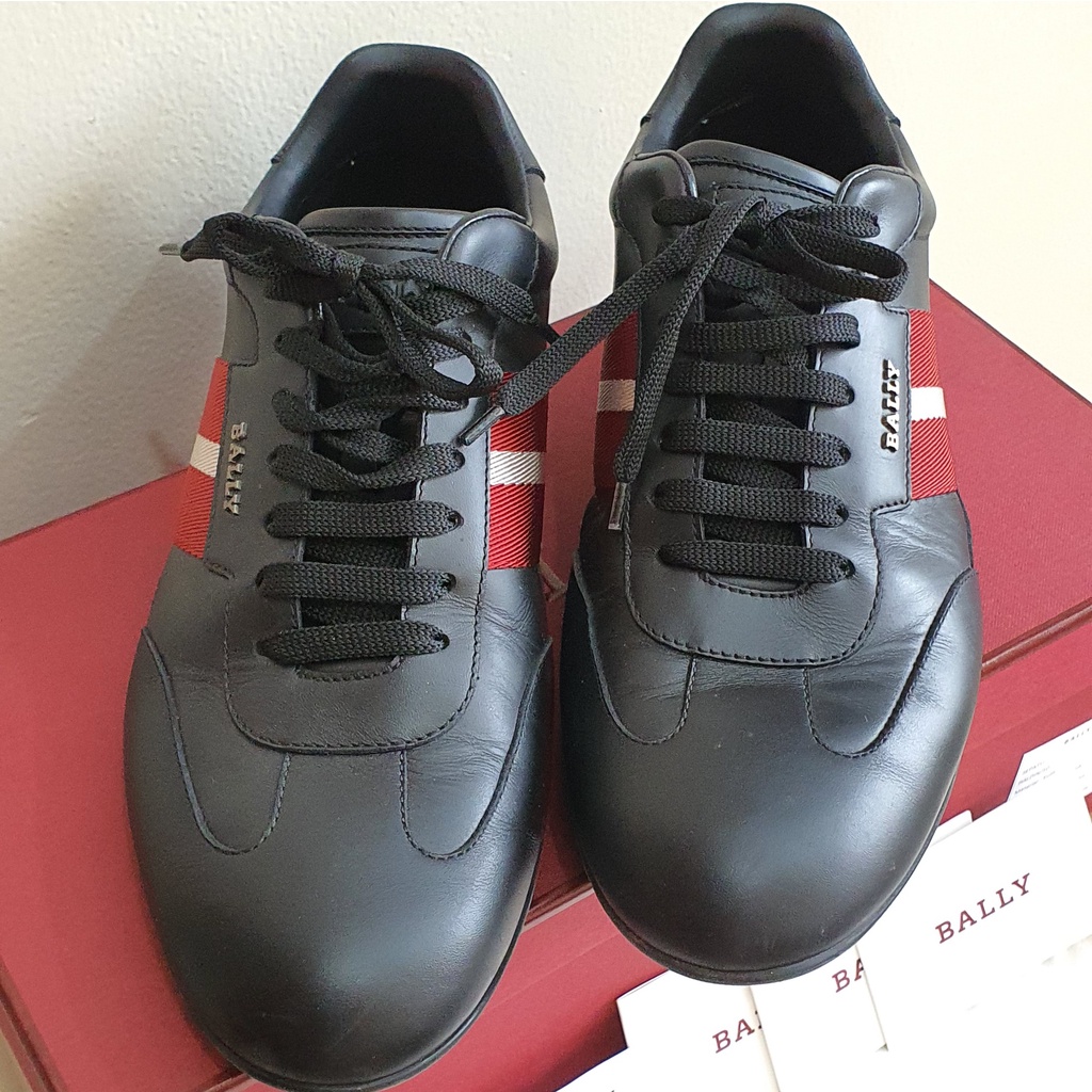 Jual [preloved] BALLY Haldin Leather Sneakers in Black Men Shoes Sepatu ...