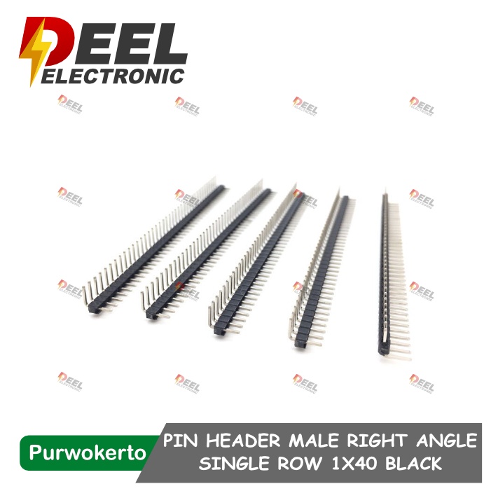 Jual PIN HEADER MALE RIGHT ANGLE L SHAPE 2.54MM SINGLE ROW 1X40 BLACK ...