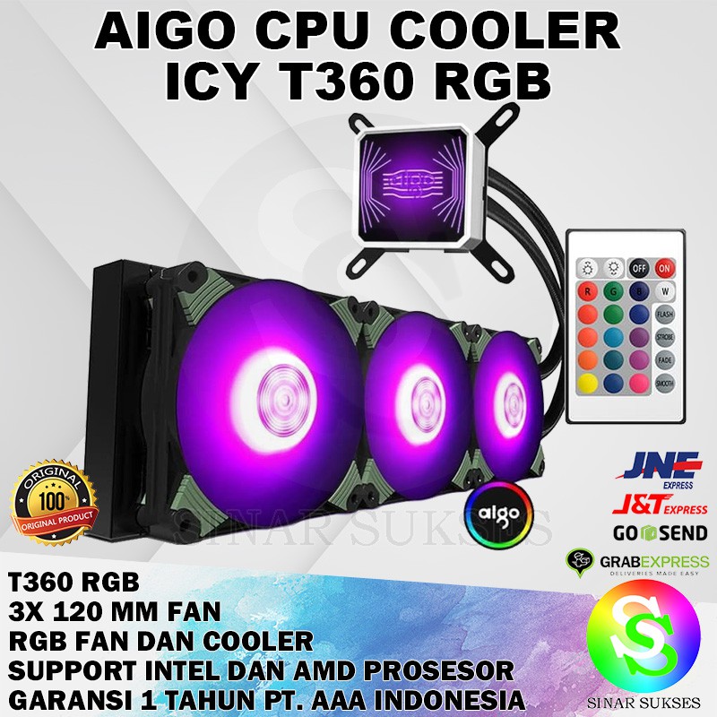 Jual AIGO ICY T360 RGB LIQUID COOLER CPU COOLER WATER COOLING AIO MURAH | Shopee Indonesia
