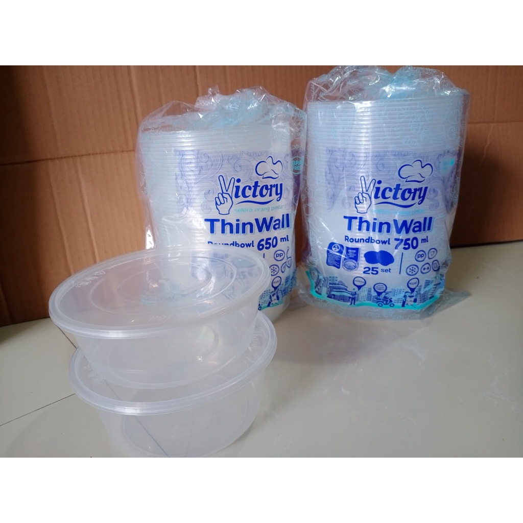 Jual (Isi 25pc/slop)THINWALL BOWL 650ML / 750ML + tutup / MANGKOK BULAT / CUP BOWL (25PCS ...