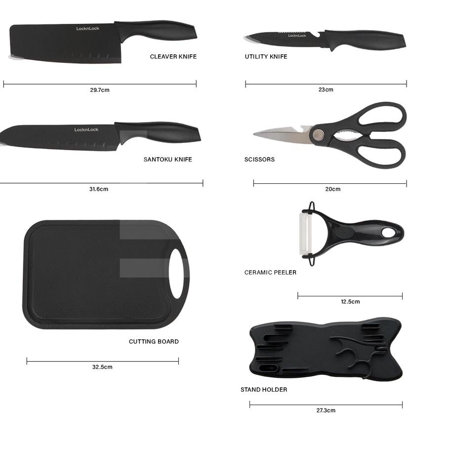 Jual OIP LocknLock Knife Set 7pcs with Chopping Board - CKK107S7 NS1A ...