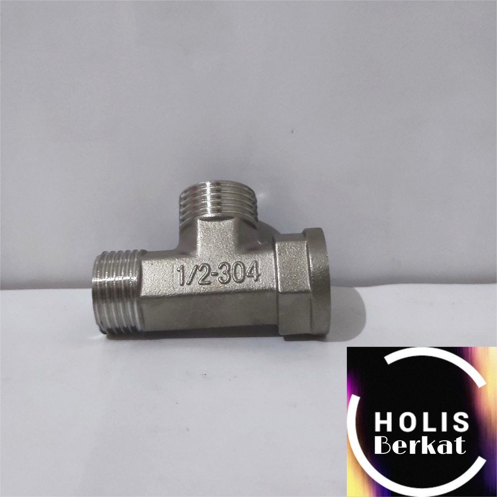 Jual Tee Closet 1/2 Inch / Tee Cabang Drat 1/2" Dalam Luar Stainless ...