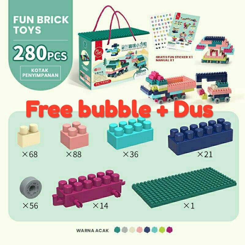 Jual READY! Mainan Balok Susun 280 pcs - SQUARE BUILDING BLOCKS - DIY ...