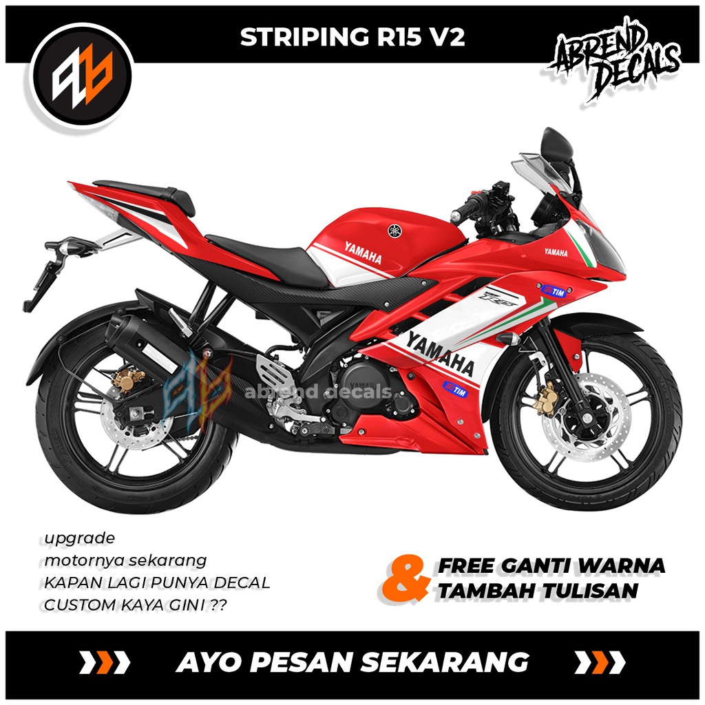 Jual STICKER MOTOR R15 V2 / STRIPING / STOCK DECAL YAMAHA R15 V2 ...