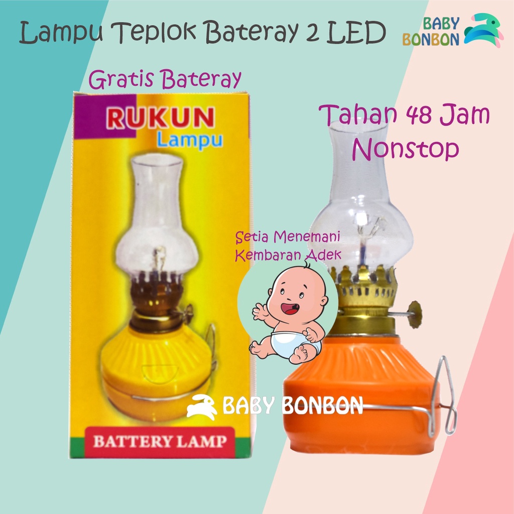 Jual Lampu Teplok Bohlam 2 LED Retro Plastik Gratis Bateray AA Tempel ...