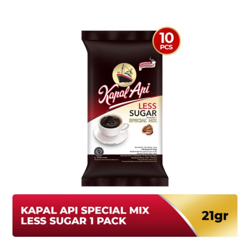 Jual Kapal Api Special Mix Less Sugar Pack 10 (Isi 10 sachet x 19 Gram ...