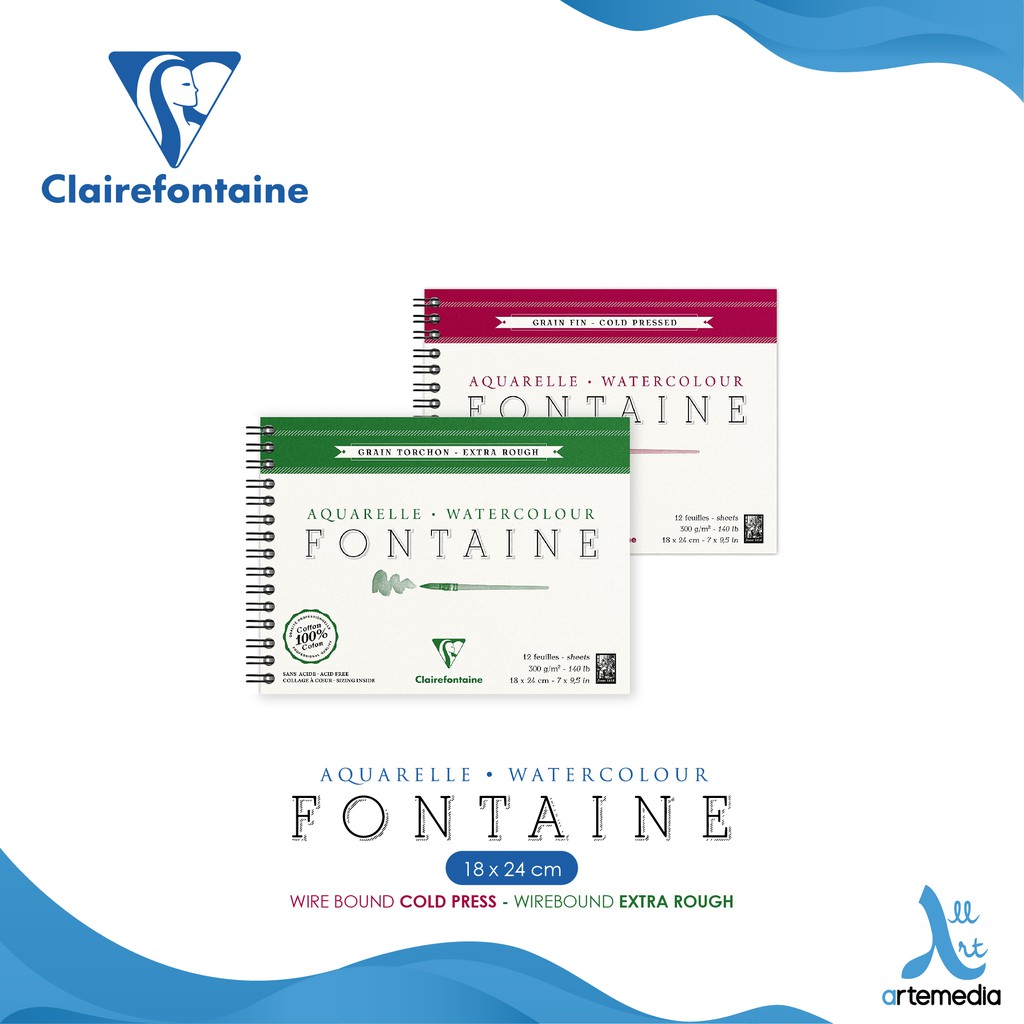 Jual Clairefontaine Fontaine Watercolor Pad 18x24cm Paper Block ...