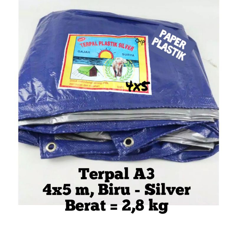 Jual Terpal 4x5 m tebal A3 Biru Silver tenda jemur gabah kolam ikan ...