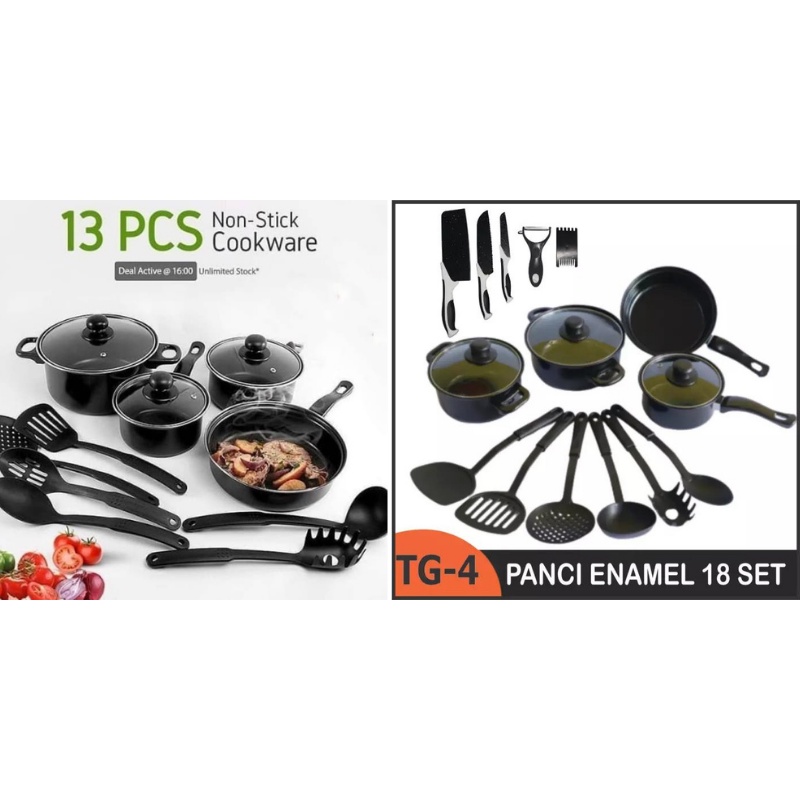 Jual COD Promo Panci teflon set lengkap teflon Warna Cookware Frypan ...
