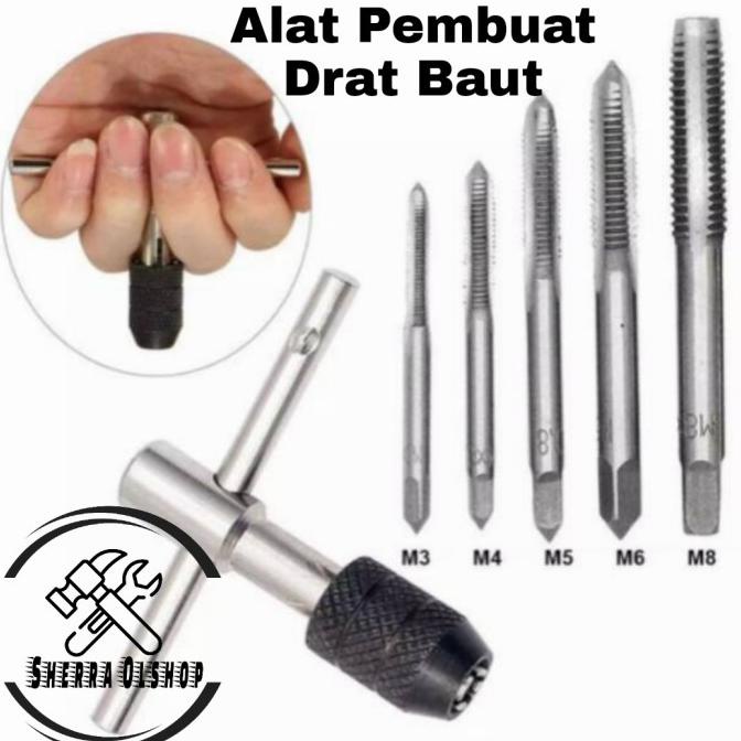Jual Hand Tap Alat Pembuat Drat Baut M3 M4 M5 M6 M8 + Gagang Set 6pcs | Shopee Indonesia