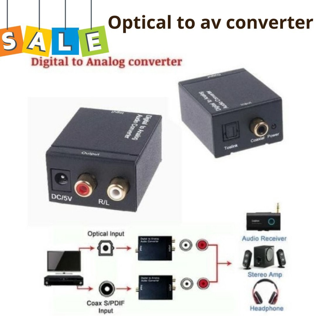 Jual CONVERTER DIGITAL AUDIO OPTICAL TO ANALOG AUDIO/AV | Shopee Indonesia