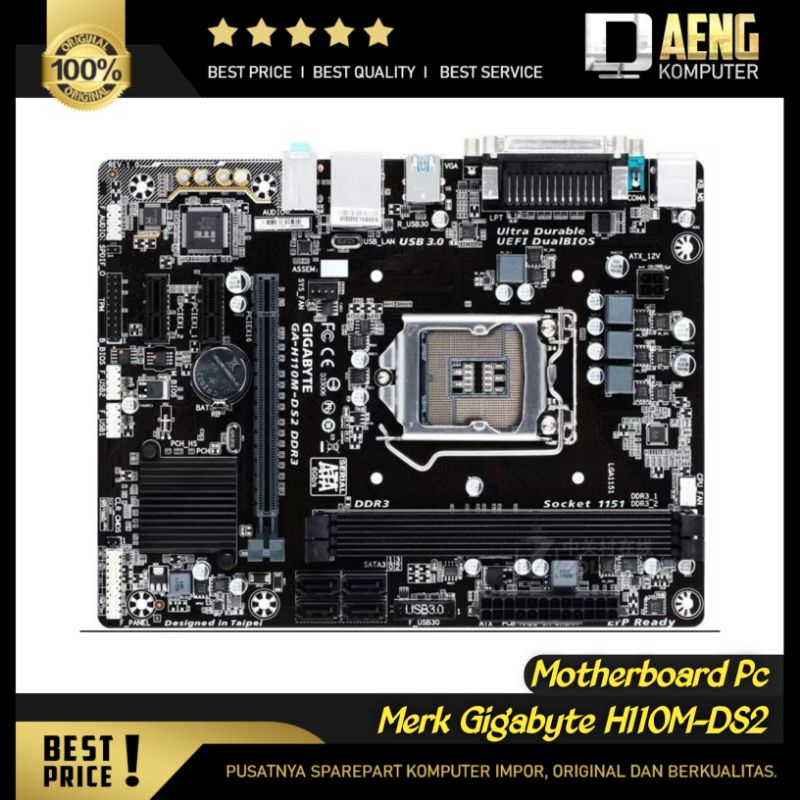 Jual Motherboard Mainboard Mobo PC Merk Gigabyte H110M-DS2 Socket 1151 ...
