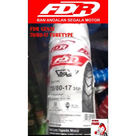Jual BAN LUAR FDR GENZI RING 17 UKURAN 70/80-17 / 225-17 & 60/80-17 TUBETYPE NON TUBLES | Shopee ...