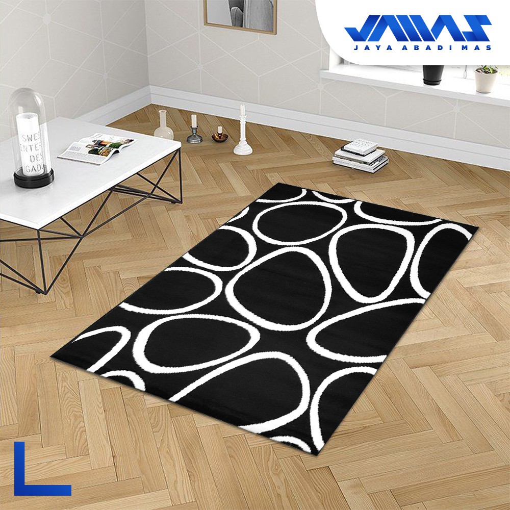 Jual [JAMAS Carpet] Karpet Motif Monokrom Hitam Putih 115x155 cm PP ...