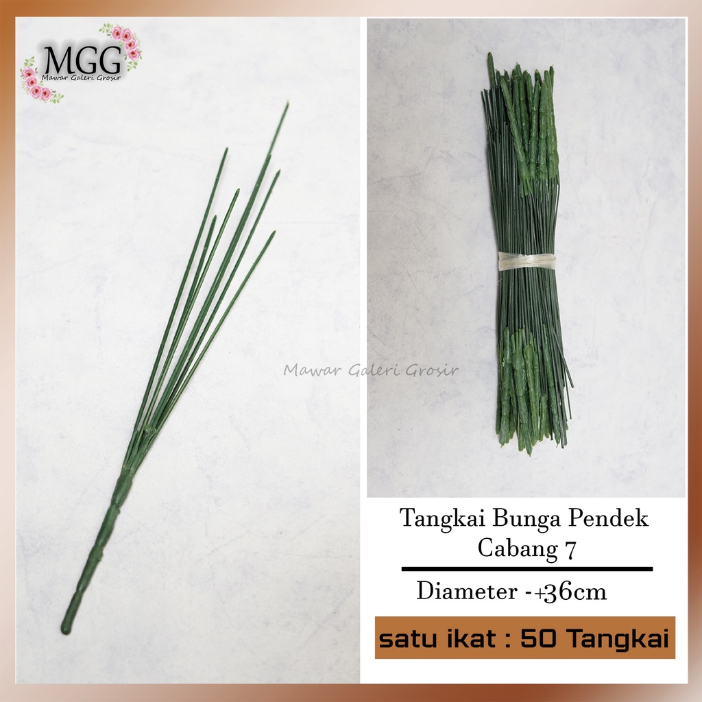 Jual Tangkai Bunga Pendek Cabang 7 (1 Ikat:50 Pcs) / Tangkai Daun ...