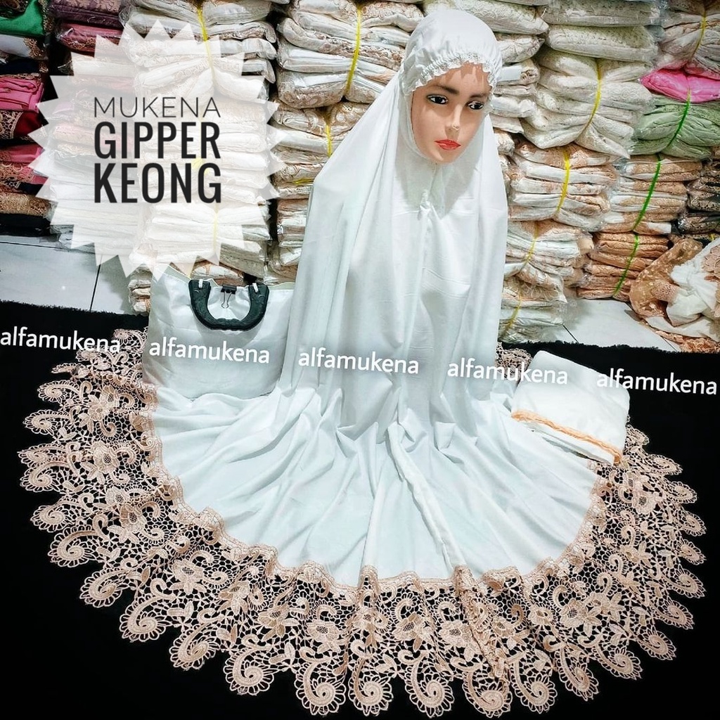 Jual Mukena dewasa katun mikro putih polos mix renda premium | Shopee ...