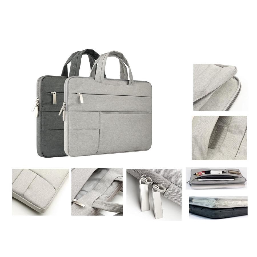 Jual Tas Laptop Macbook Softcase Nylon Pocket Handstrap 14 15 inch Abu ...