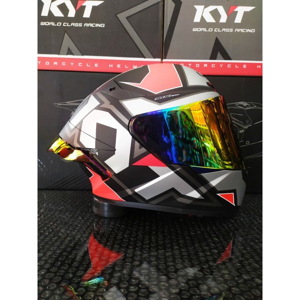Jual HELM KYT TT COURSE ELEKTRON MATT GERY RED PAKET GANTENG PREMIUM ...