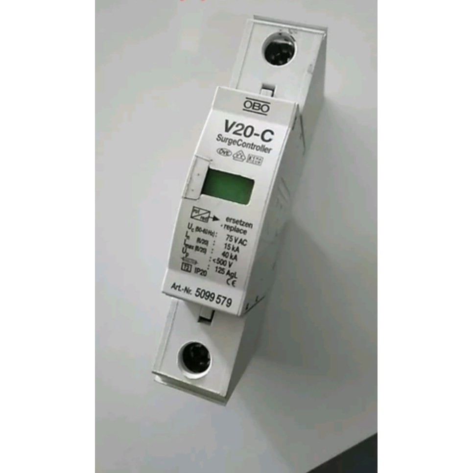Jual Surge Arrester OBO V20C 1P 75V AC Anti petir Arrester OBO V20 ...
