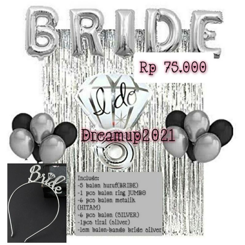 Jual PAKET BRIDAL SHOWER DECORATION SILVER BLACK SET | BRIDE TO BE ...