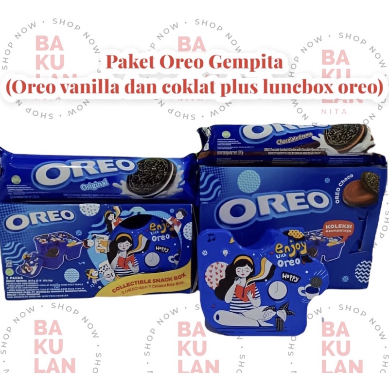 Jual Paket Oreo Free Lunch Box | Biskuit Oreo Vanilla Coklat | Shopee ...