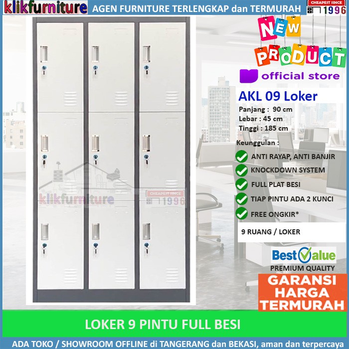 Jual Lemari Loker Locker Cabinet Pintu Besi 9 Pintu LK 09 | Shopee ...
