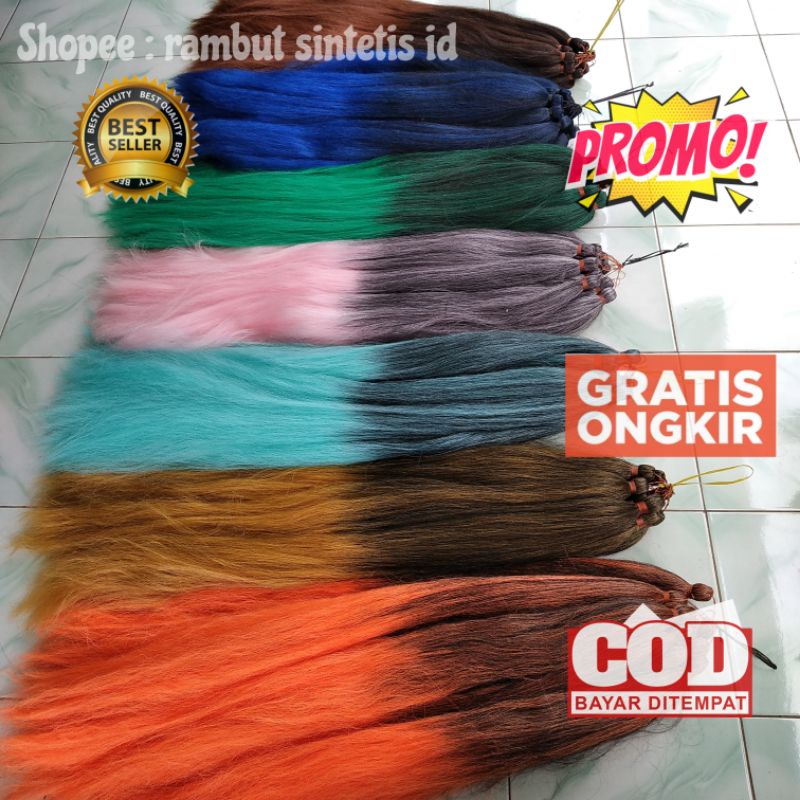 Jual Rambut cemara ombre / rambut extension 2 warna mix panjang 90cm ...