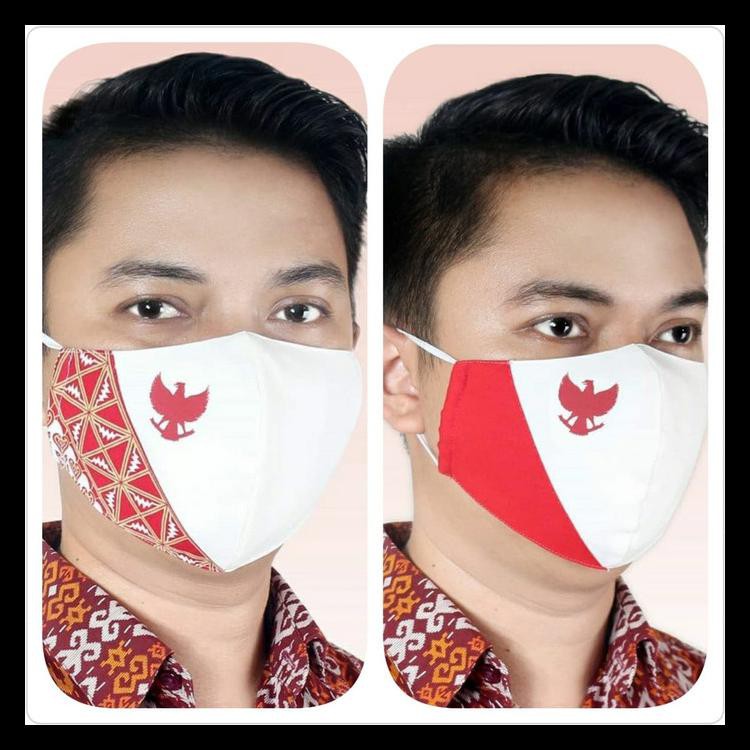Jual Indonesia Free Covid Masker Batik Keris Garuda Merah Putih (Anti ...