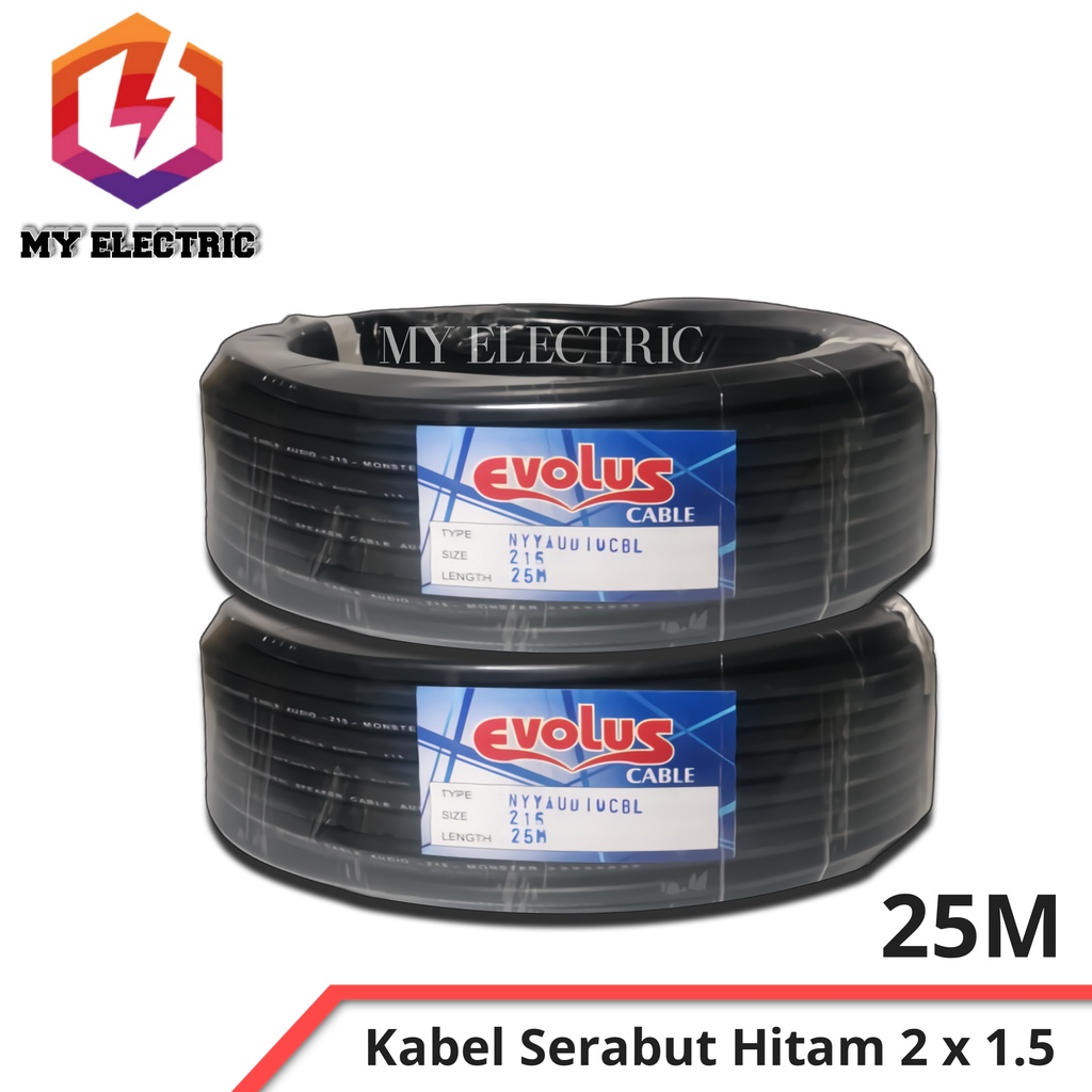 Jual Kabel Listrik Serabut Tembaga NYM HYO 2x1.5 Hitam Evous (25 Meter) | Shopee Indonesia