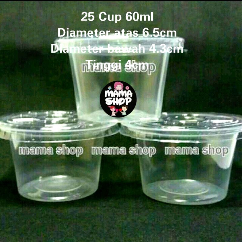 Jual 25 Cup Puding 60 ml Es Cream Eskrim Jelly Agar Agar Gelas Plastik ...