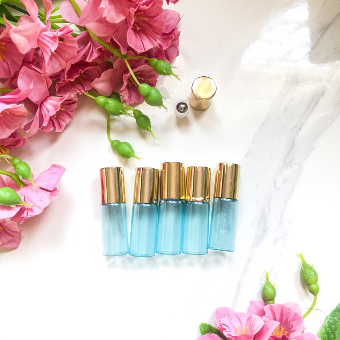 Jual Botol Roll On 5ml Kaca Clear Patel Tutup Gold Metal Roller Bottle ...