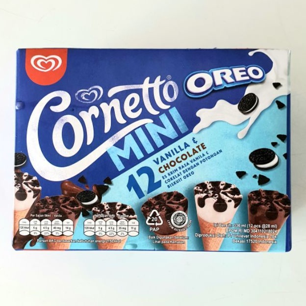 Jual Walls Cornetto Mini Oreo Vanilla & Chocolate 12x28ml | Shopee ...