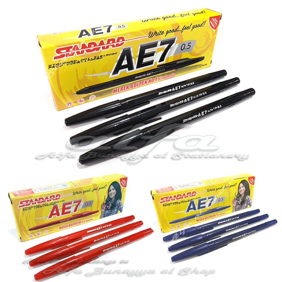 Jual STANDARD Pulpen AE7 (Pak Isi 12) - Ballpoint Pen - Pena | Shopee ...