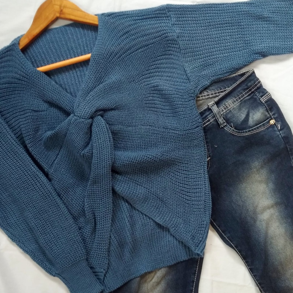 Jual Baju Wanita Sweater Bahan Rajut Model Silang | Shopee Indonesia