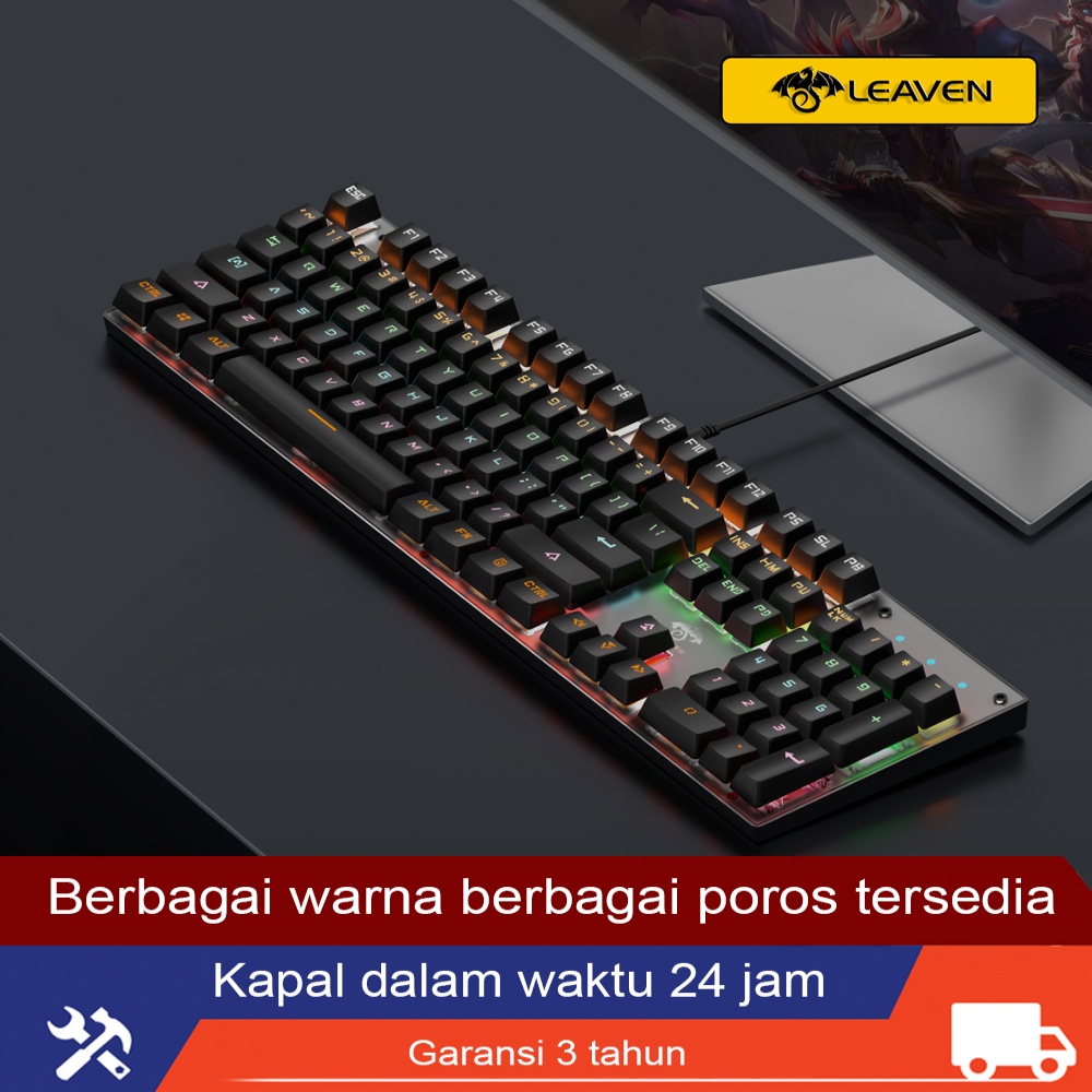 Jual LEAVEN K880 keyboard mechanical gaming rgb usb pc wired outemu blue switch keyboard ...