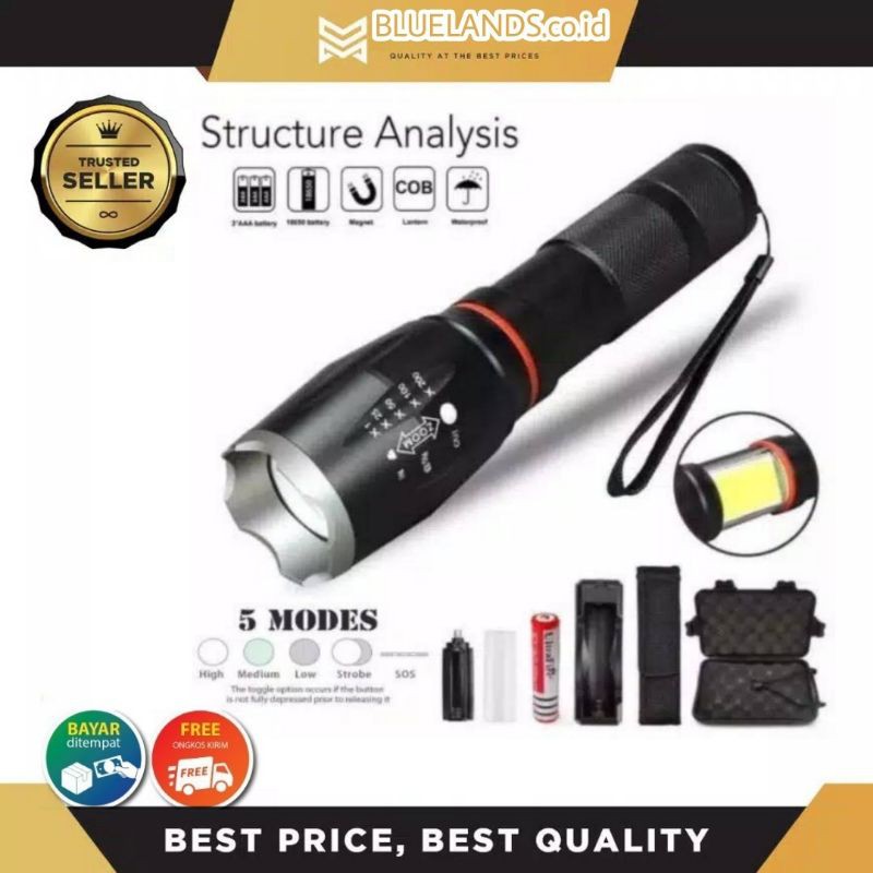 Jual PAKET Senter Chip LED Torch Cree E17 XM-L T6 8000 Lumens Magnet ...