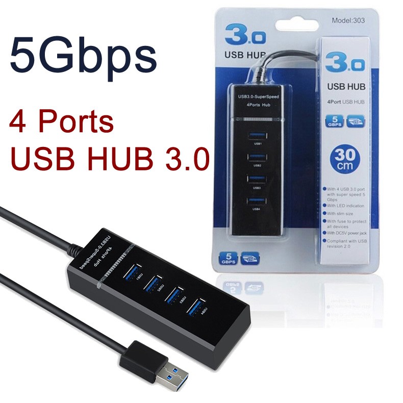 Jual 4 Ports USB 3.0 HUB Adapter High Speed 5Gbps USB HUB 303 PC Notebook Komputer Computer ...