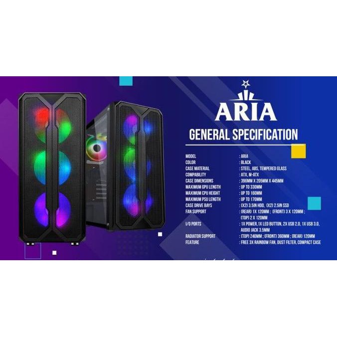 Jual Casing Cube Gaming Aria - Atx / Casing Pc Gaming Kreamiggytoko ...