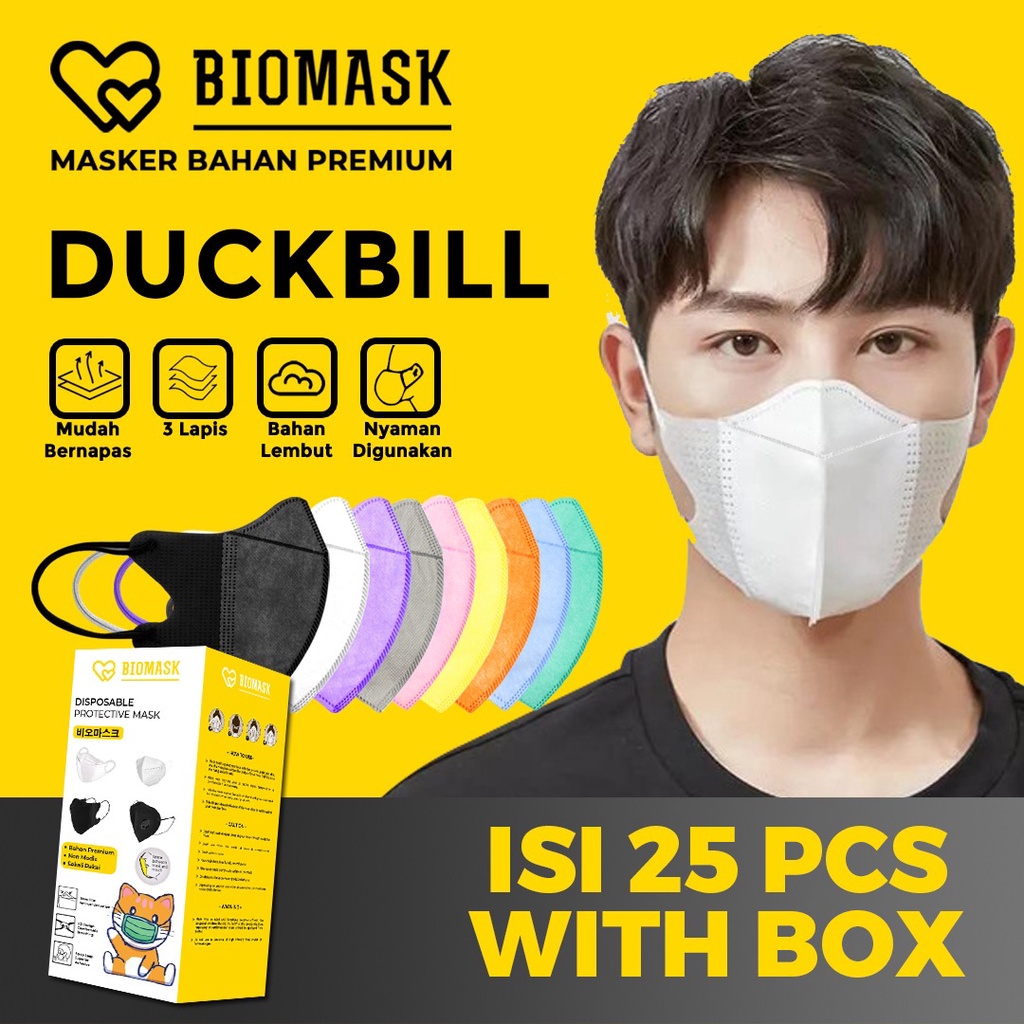Jual BIOMASK Masker Duckbill 1 Box isi 25 Pcs 3ply Earloop Hitam ...