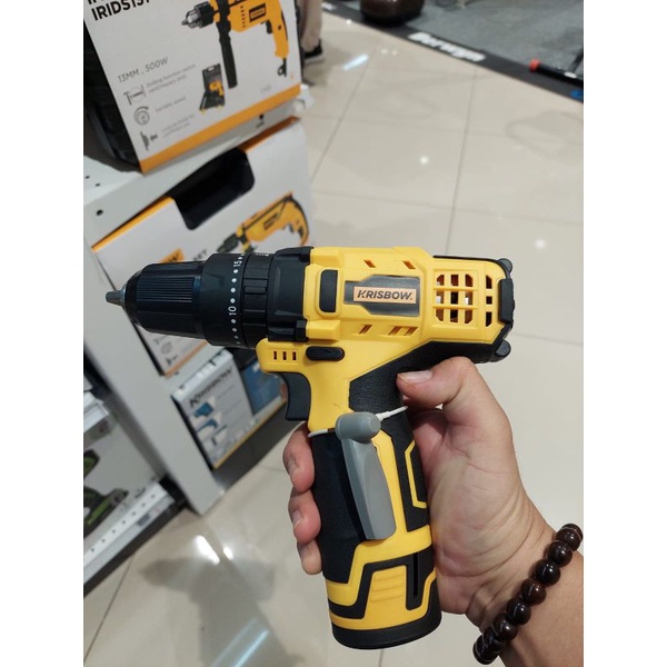 Jual krisbow cordless impact drill / bor cas krisbow 10MM,12 V | Shopee ...