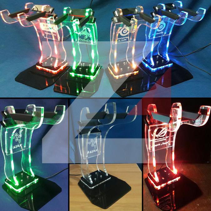 Jual Headset / Headphone stand Akrilik LOGO RAZER GREEN LED (bisa ...