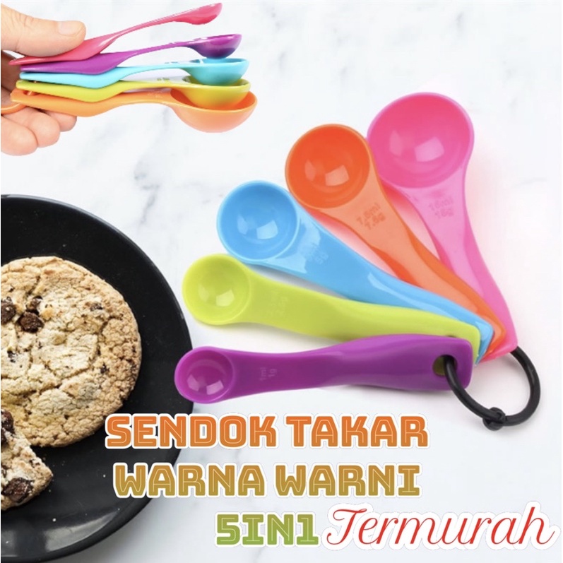 Jual Sendok takar set 5 in 1 warna warni ukuran kue air bumbu | Shopee ...
