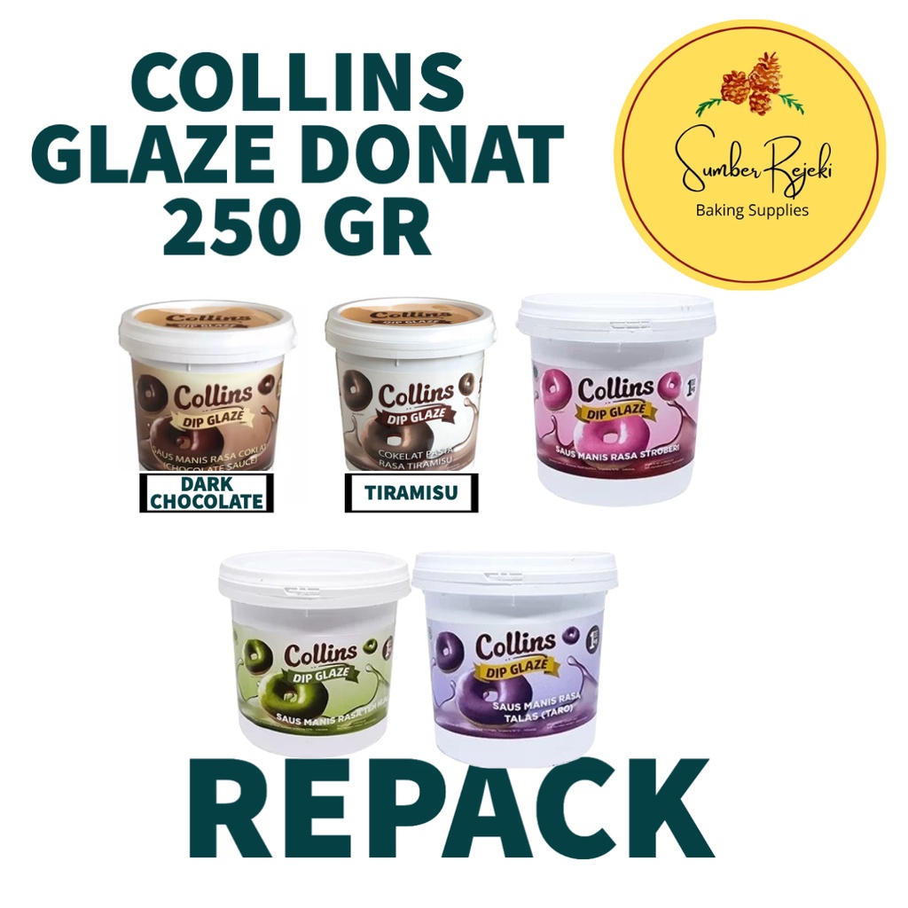 Jual Collins Glaze Donat Rasa Dark Chocolate, Tiramisu, Strawberry ...