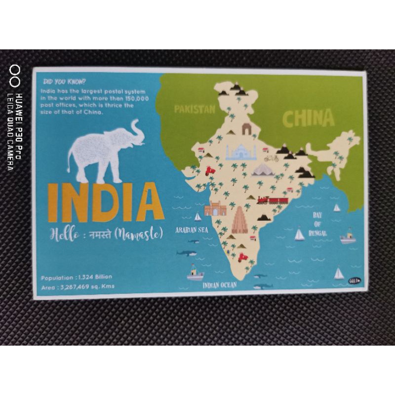 Jual kartu pos peta india/india map postcard | Shopee Indonesia