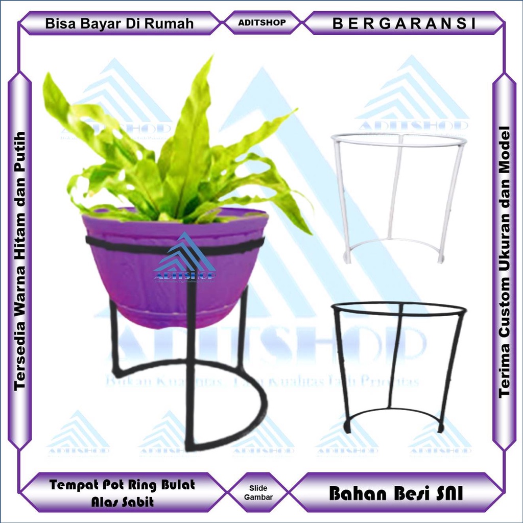 Jual Tempat Pot Bahan Besi Ring Bulat Kaki Lurus Alas Sabit | ADITSHOP ...