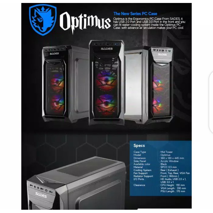 Jual casing komputer Sades Optimus RGB | Shopee Indonesia