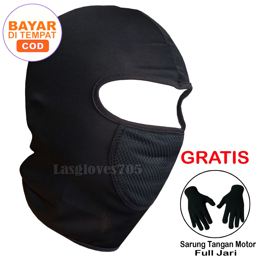 Jual Masker Motor Sarung Ninja Buff Hitam GV702-1 GRATIS Sarung Tangan ...