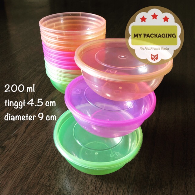 Jual Thinwall 200ml Cup Plastik Bulat Bowl 200 ml Mangkok Plastik Makan Lucu warna - 25 buah ...